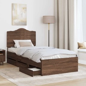 Rám postele se zásuvkou Hnědý dub 100 x 200 cm Inženýrské dřevo 3413449