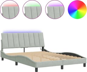 Rám postele s LED osvětlením bez matrace Hanko světle šedý 140 x 190 cm samet 3213775