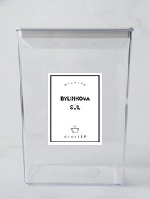 BYLINKOVÁ SŮL – bílá samolepka na dózu, tučné písmo, 6 x 8 cm | DomaLEP