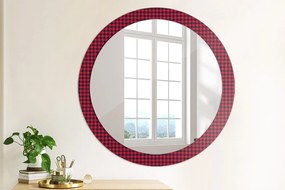 Kulaté dekorativní zrcadlo Červená mřížka fi 90 cm