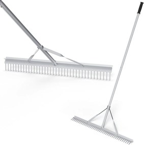 Costway Zahradní hrábě vyrobené z hliníku s 91 cm širokou hrací hlavou, stříbro