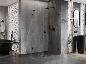Mexen Lunar-B L pravý výklopný sprchový kout 70 x 70 cm, čiré sklo, černá matná, 832L-070-070-70-00-P