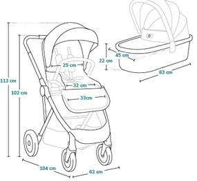 Lionelo - Kombinovaný kočárek 2v1 AMBER Black Silver