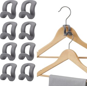 Domo Living Sada 8ks přídavných háčků na ramínka =  2x více místa, šedý semiš