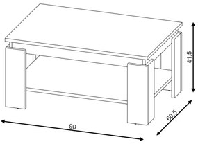 Konferenční stolek LUNO dub sonoma/bílá