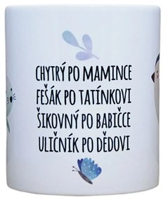 Super plecháček Keramický hrnek s potiskem Ptáček a zajíc Objem a motiv: 400 ml černý lem