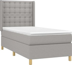 Box spring postel s matrací světle šedá 80 x 200 cm textil 3132265