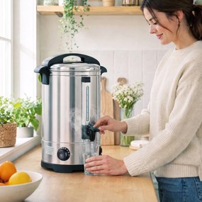 HOMCOM ohřívač vody 6,5 L, 1500 W, nerezová ocel, s termostatem, funkcí udržování teploty a výpustným kohoutkem