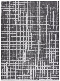 Dywany Łuszczów, Kusový koberec Sion Sisal Trellis 22144 black/ecru – na ven i na doma, 140x190, šedá, chodba / předsíň