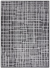 Dywany Łuszczów, Kusový koberec Sion Sisal Trellis 22144 black/ecru – na ven i na doma, 140x190, šedá, chodba / předsíň