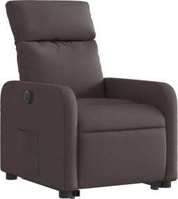 Elektrické zvedací polohovací křeslo tmavě hnědé textil 3206722
