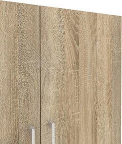 Skříň Modulo 89 x 40 x 221,5 cm, dveře dřevo, bílá / dub sonoma