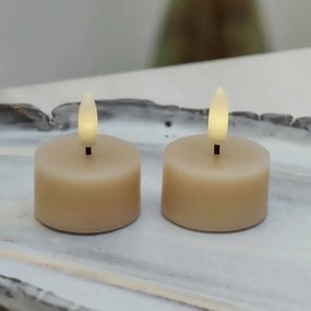 Sada LED čajové svíčky na baterie Sille Tealight, Ø 4,5 × 2,2 cm, světlý karamel, z pravého vosku, balení 2 ks