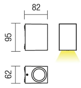 Redo 9907 nástěnné LED svítidlo Beam tmavě šedé, 7,7W, 2700/3000K, 9,5cm