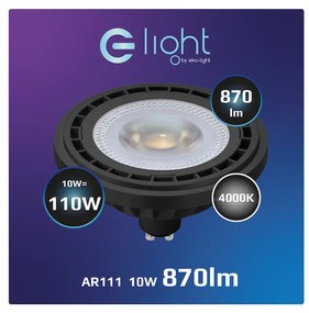 Halogenová LED žárovka GU10 neutrální 4000k 10w 870 lm černá