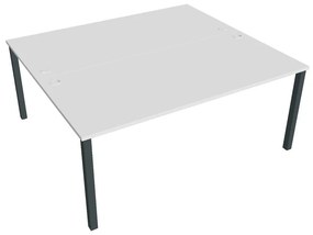 Dvojstůl pracovní rovný 180×160 cm - Hobis Uni USD 1800 Dekor stolové desky: bílá, Barva nohou: černá
