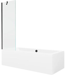 Mexen Cube obdélníková vana 170 x 80 cm s pláštěm 1-křídlovou zástěnou 60 cm, Průhledné, Černá - 550517080X9506000070