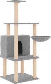 Škrabadlo pro kočky se sisalovými sloupky světle šedé 132 cm 171727