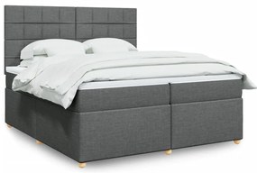 Box spring postel s matrací tmavě šedá 200x200 cm textil