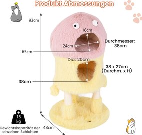 Costway Cat tree malý 93 cm vysoký kočičí strom s motivem monster se 2 kočičími