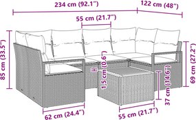 Sada zahradních pohovek 7 ks Černá polyratan 3347662