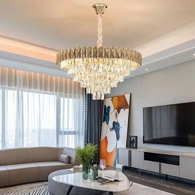 Toolight Toolight, závěsné křišťálové svítidlo 80cm, 12xE14, G061-CP, zlatá, OSW-08995