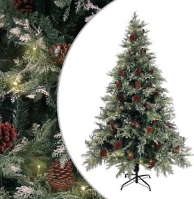 vidaXL Vánoční stromek s LED a šiškami zelený a bílý 120 cm PVC a PE [3094563]
