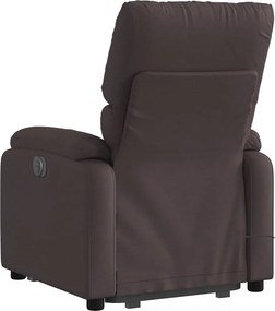 Zvedací masážní polohovací křeslo tmavě hnědé textil 3204841