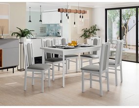 Rozkládací jídelní stůl se 6 židlemi AL08, Barva dřeva: olše-L, Potah: 25x - Paros 2