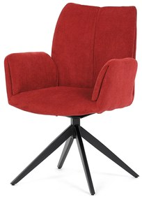 Židle jídelní, červená látka, otočný mechanismus 180°, černý kov - HC-993 RED2