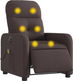 Elektrické masážní polohovací křeslo tmavě hnědé textil 3206791