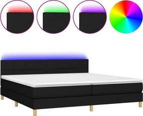 Box spring postel s matrací a LED černá 200x200 cm textil 3133743