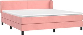 Box spring postel s matrací růžová 160x200 cm samet 3127384