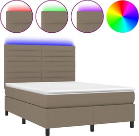 Box spring postel s matrací a LED taupe 140x190 cm textil 3134953