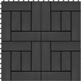 vidaXL terasové dlaždice WPC 11 ks, 30x30 cm, 1 m2 [45028] Barva: Černá