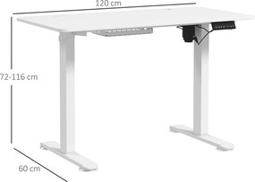Vinsetto výškově nastavitelný stojící stůl, elektrický, 120x60x72-116cm, 3 přednastavení, ochrana proti nárazu, ochrana proti přehřátí, dřevotříska, …