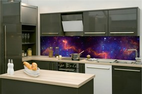 DIMEX | Fototapeta do kuchyně Barevná galaxie KI-260-236 | 260 x 60 cm | modrá, fialová, černá, oranžová