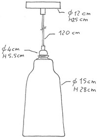 creative cables Závěsná lampa s textilním kabelem, keramickým stínidlem tvaru lahve s kovovými detaily Barva: Lesklá bílá