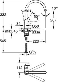 Grohe BauCurve - Dřezová baterie chrom