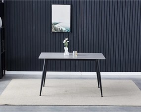 Autronic Stůl jídelní 130x70x76 cm, deska slinutý kámen v imitaci matného mramoru, černé kovové nohy HT-403M GREY
