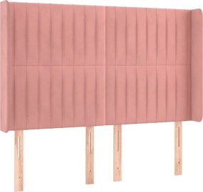 Box spring postel s matrací a LED růžová 140x200 cm samet 3139690