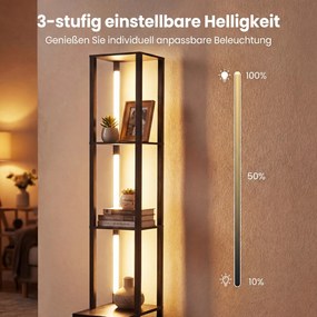 Costway Stojací lampa s nastavitelným jasem, moderní stojací lampa s odkládacím