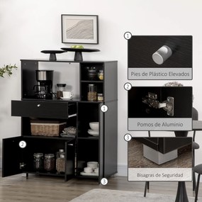 HOMCOM Kuchyňská Skříň S Mikrovlnnou Troubou Stojan Kuchyňský Buffe s Šuplíkem a Policemi 3 Dveře 3 Přihrádky S Anti-Tip Designem pro Jídelnu 90x40x1…