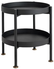 OnaDnes -20% Nordic Design Černý kovový odkládací stolek Nollan 40 cm II. s policí