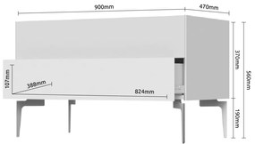 Televizní stolek SKY45 TV90N-2F/S45 -dub tobacco/matný efekt kašmír