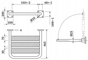 Cersanit Etiuda, sklopitelná sprchová židle 45 x 40 cm, nerez, K97-040
