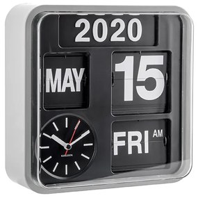 Nástěnné hodiny Mini Flip stříbrný plášť, černý ciferník KARLSSON