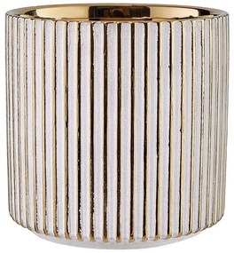 GOLDIE Květináč proužky 12 cm - bílá/zlatá