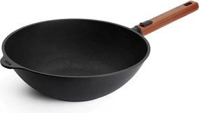 Woll Nepřilnavá wok pánev Eco Logic QXR s dřevěnou odnímatelnou rukojetí, 30 cm 11030WLCI-Q