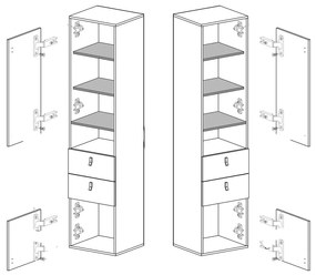 Dětský pokoj PLANET | sestava D | 7 dílů | černá/dub/béžová